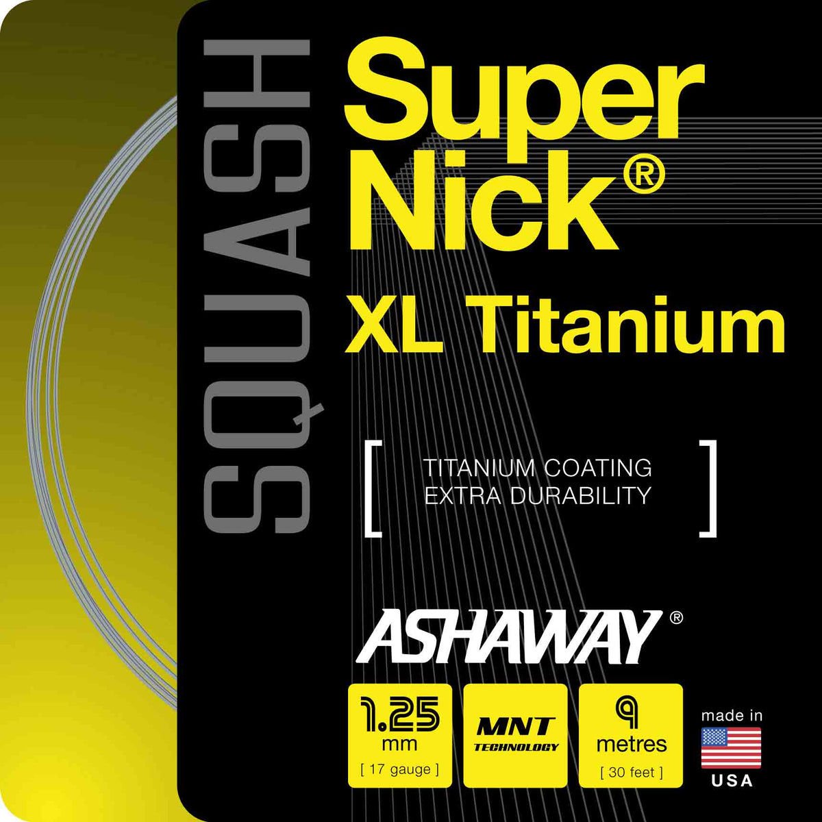 Ashaway Supernick XL Titanium Squash String - 9m set – Sweatband