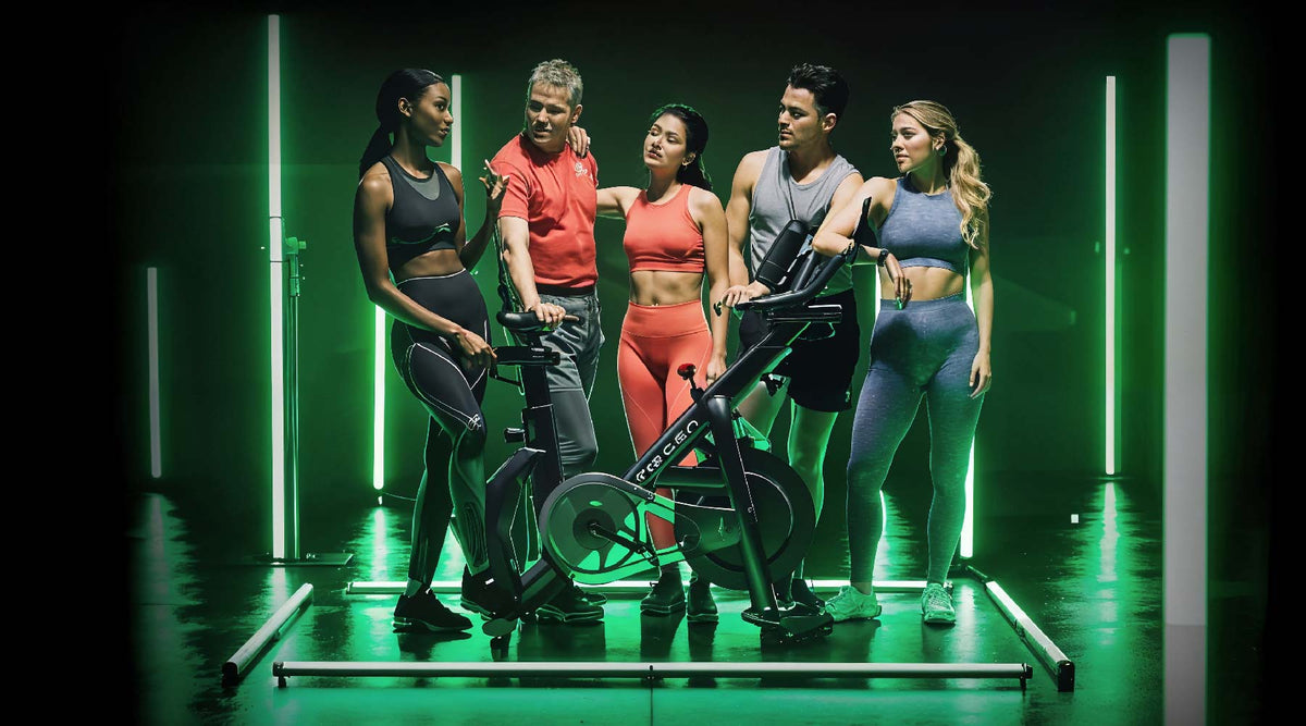 Energym RE:GEN Smart Fitness Bike: Power Your Workout & Charge Devices – Sweatband