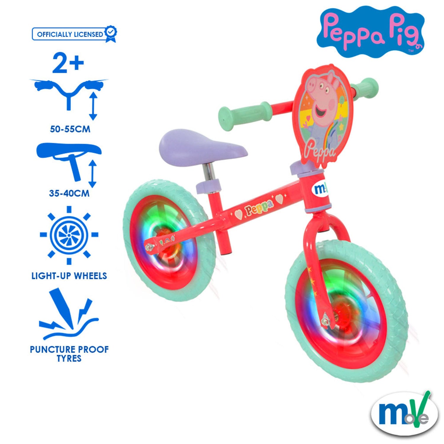 Peppa Pig 12" Balance Bike with Light Up Wheels – Sweatband