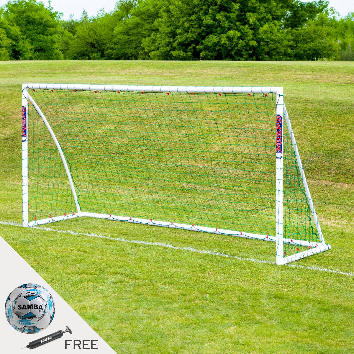 Samba 12ft x 6ft Trainer Football Goal with Locking System – Sweatband