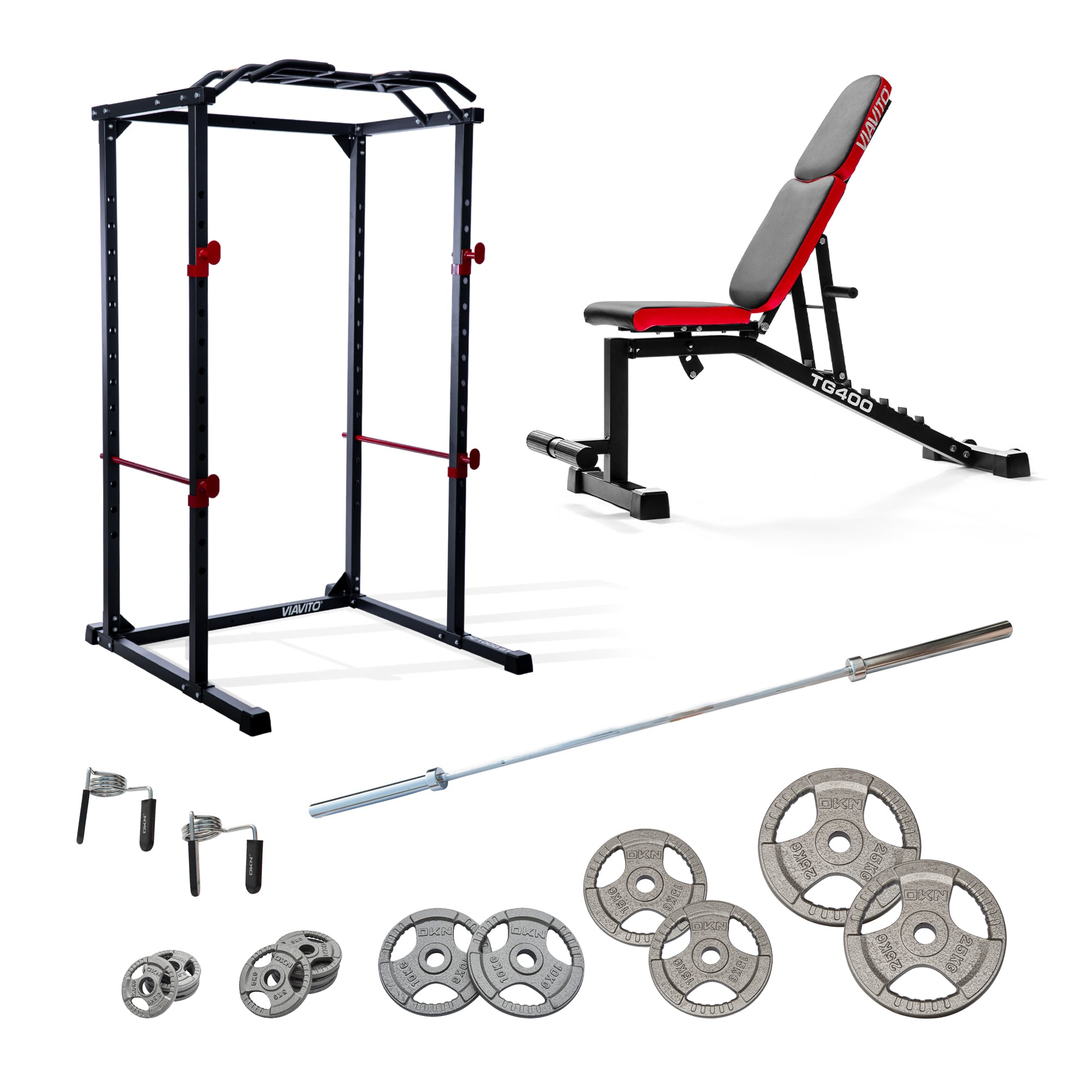 Viavito Home Gym and DKN 140kg Tri Grip Adjustable Olympic Weight Set ...